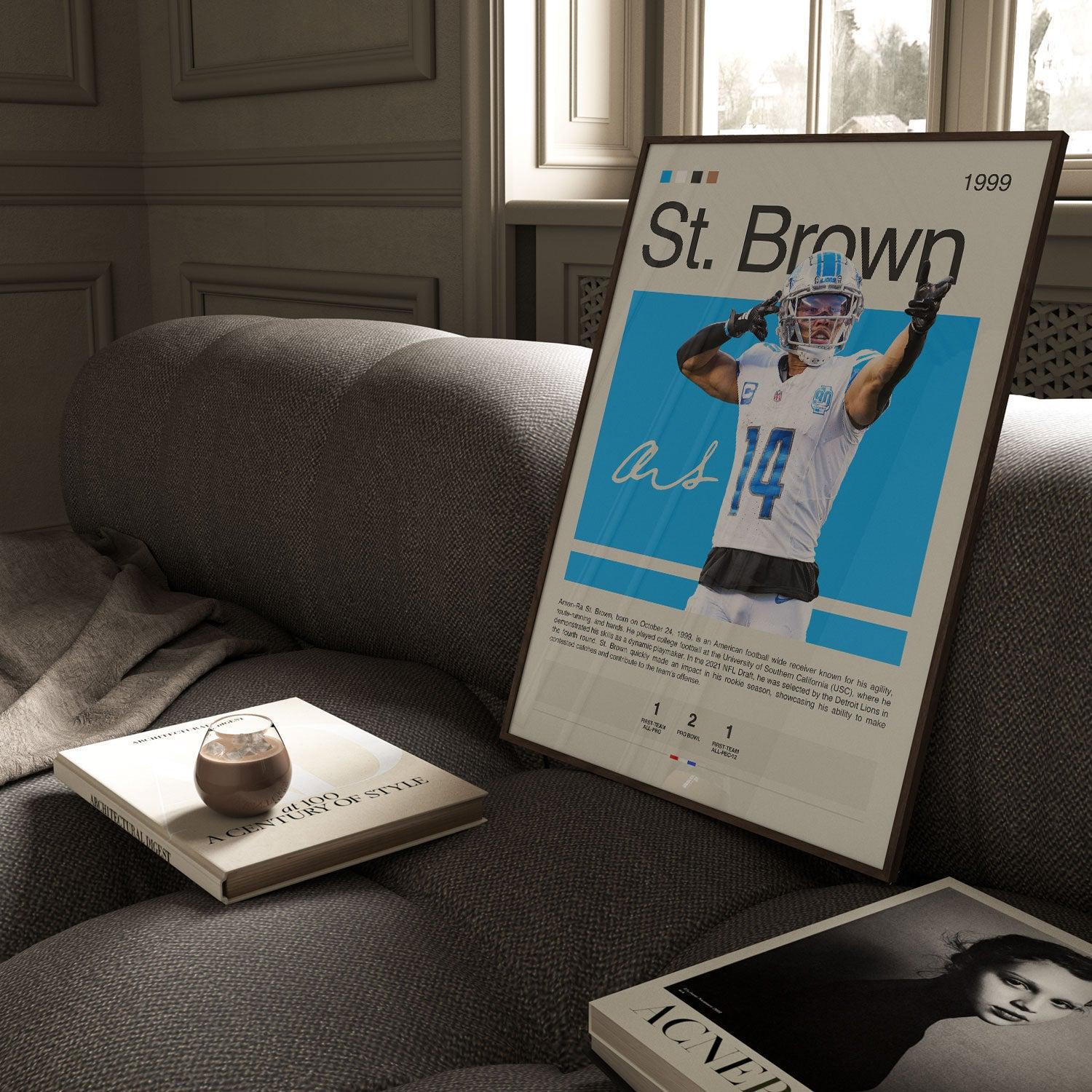 Amon Ra St. Brown Poster, Detroit Lions Print, NFL Poster, Sports ...
