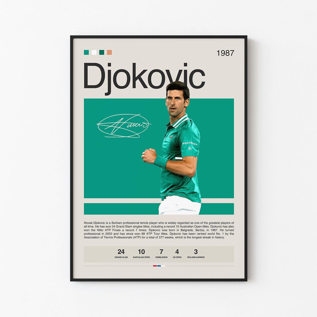 Novak Djokovic Poster, Tennis Poster, Motivational Poster, Sports ...