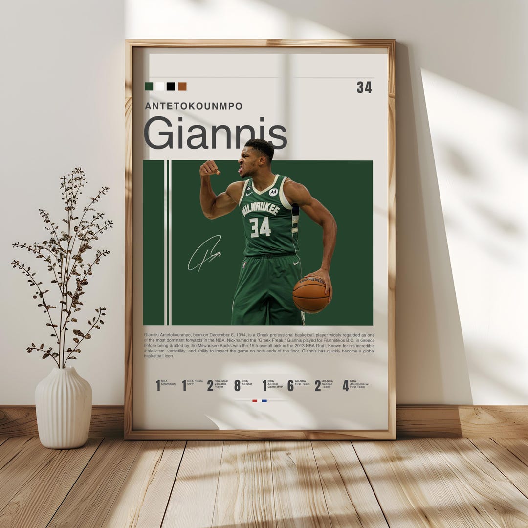 Giannis Antetokounmpo Poster,milwaukee Bucks,nba Poster, Sport Poster ...