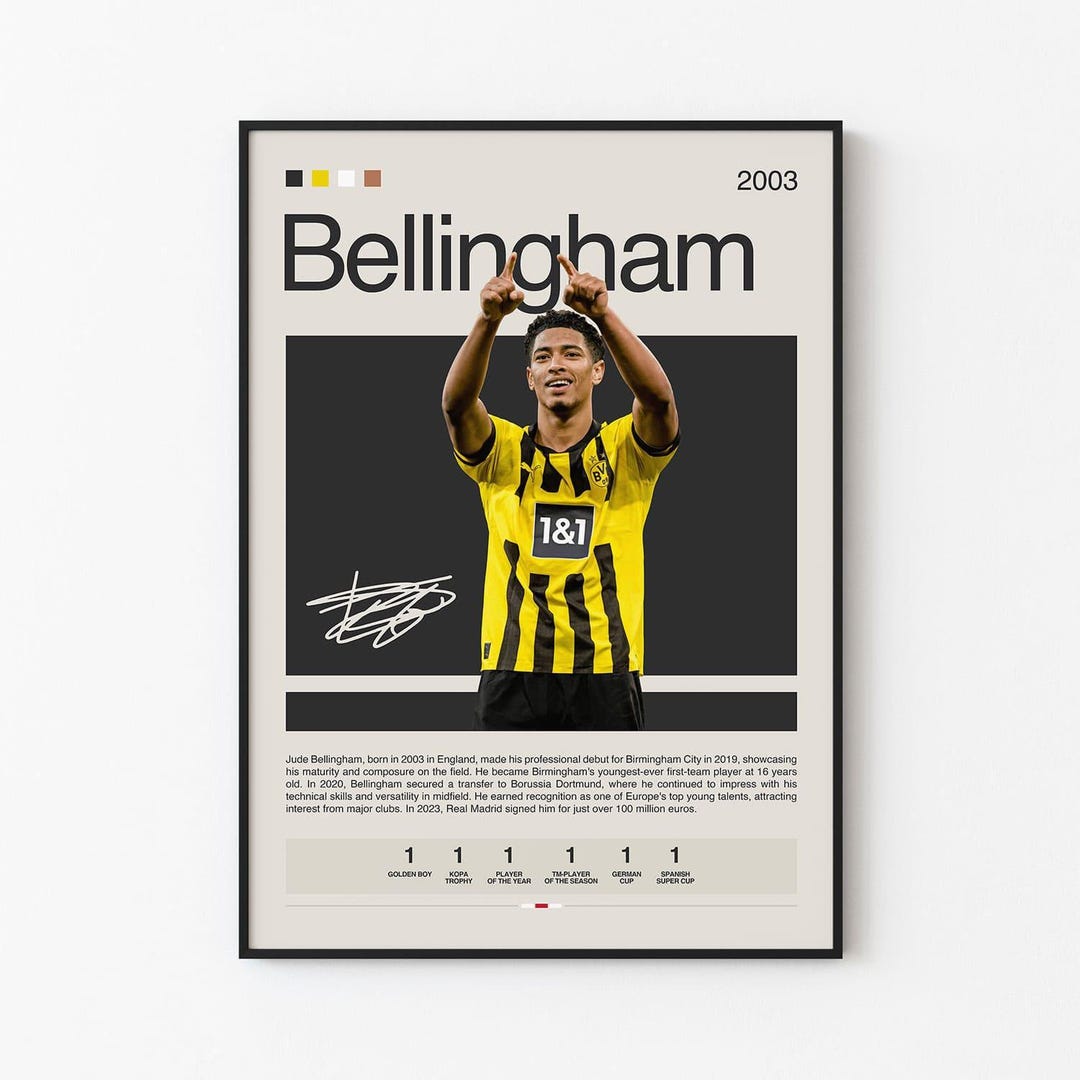 Jude Bellingham Poster, BVB Poster, Soccer Gifts, Sports Poster ...