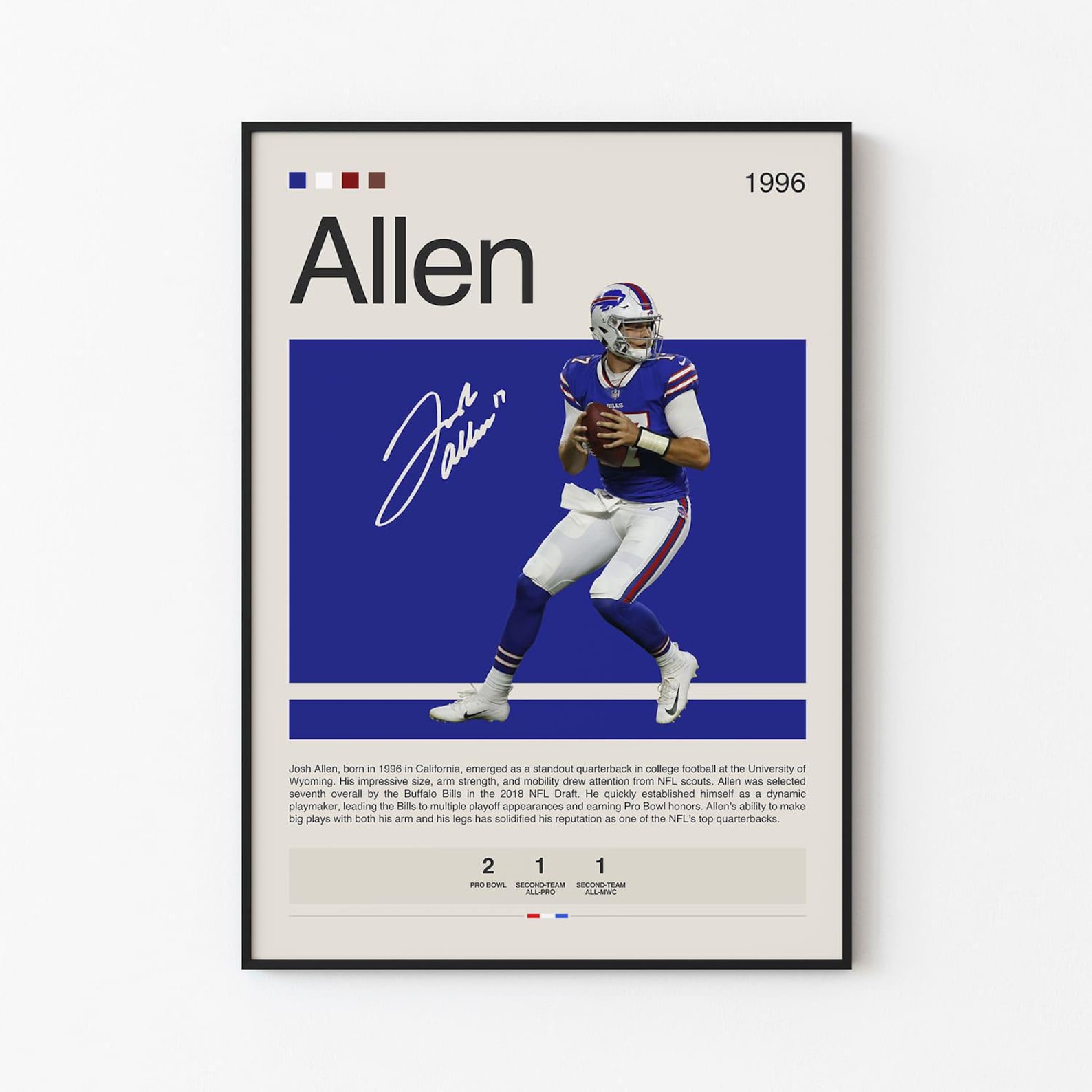 Josh Allen Poster, Buffalo Bills Poster, NFL Poster, Sports Poster, NFL ...