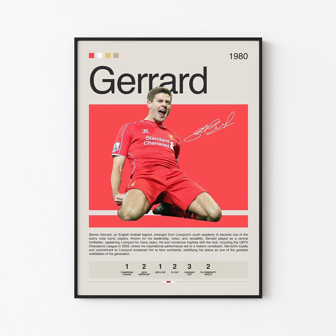 Steven Gerrard Poster, Liverpool Poster, Soccer Gifts, Sports Poster ...