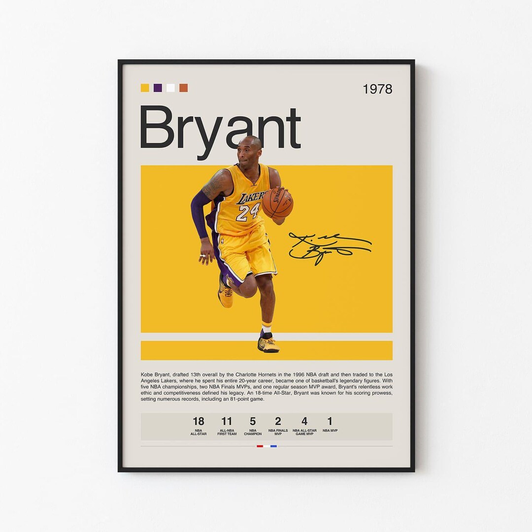 Kobe Bryant Poster, LA Lakers Poster, NBA Poster, Sports Poster, Mid ...