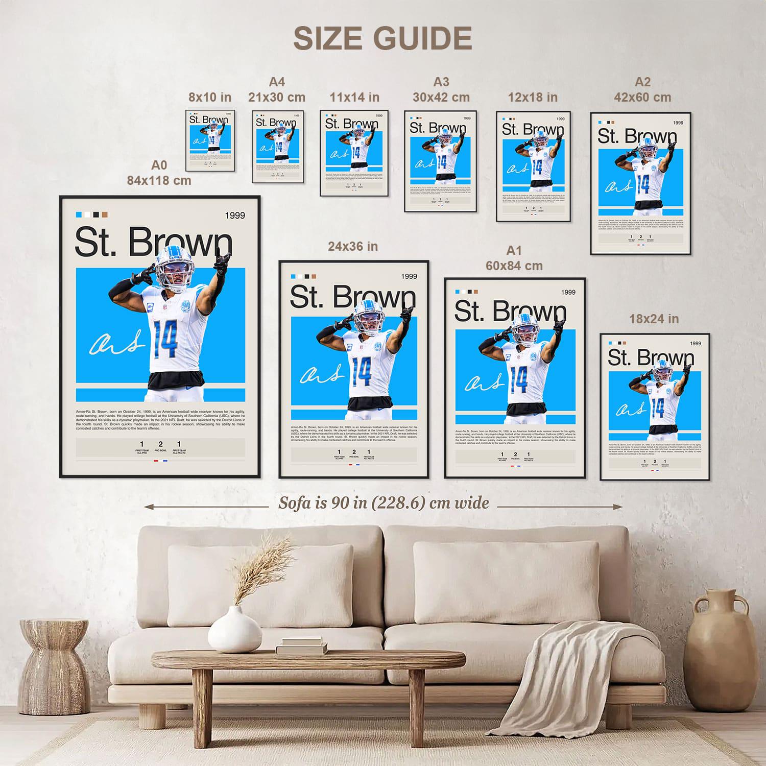 Amon Ra St. Brown Poster, Detroit Lions Print, NFL Poster, Sports ...