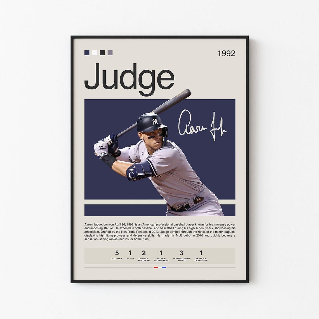 Aaron Judge Poster, New York Yankees Poster, Baseball Prints, Sports ...