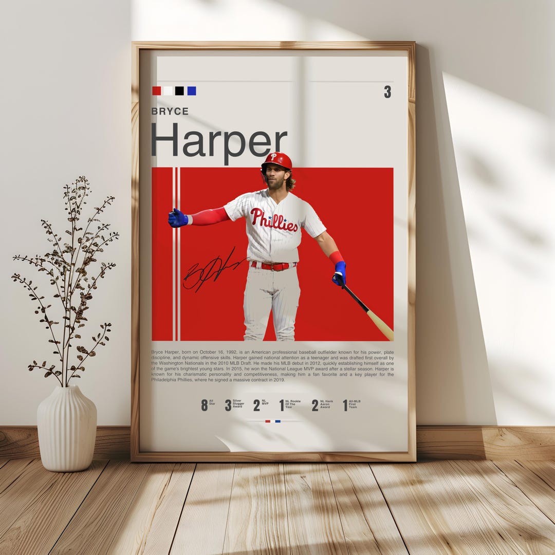 Bryce Harper Poster Print,philadelphia Phillies,mid Century Art,sports ...