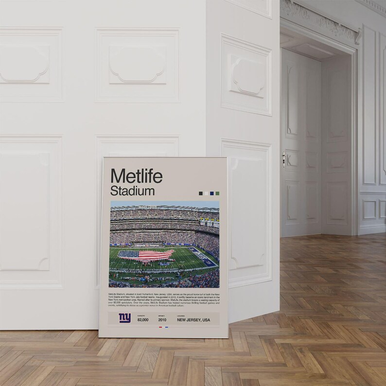 Metlife Stadium Poster Mid Century Modern, Preppy Prints Vintage Poster ...
