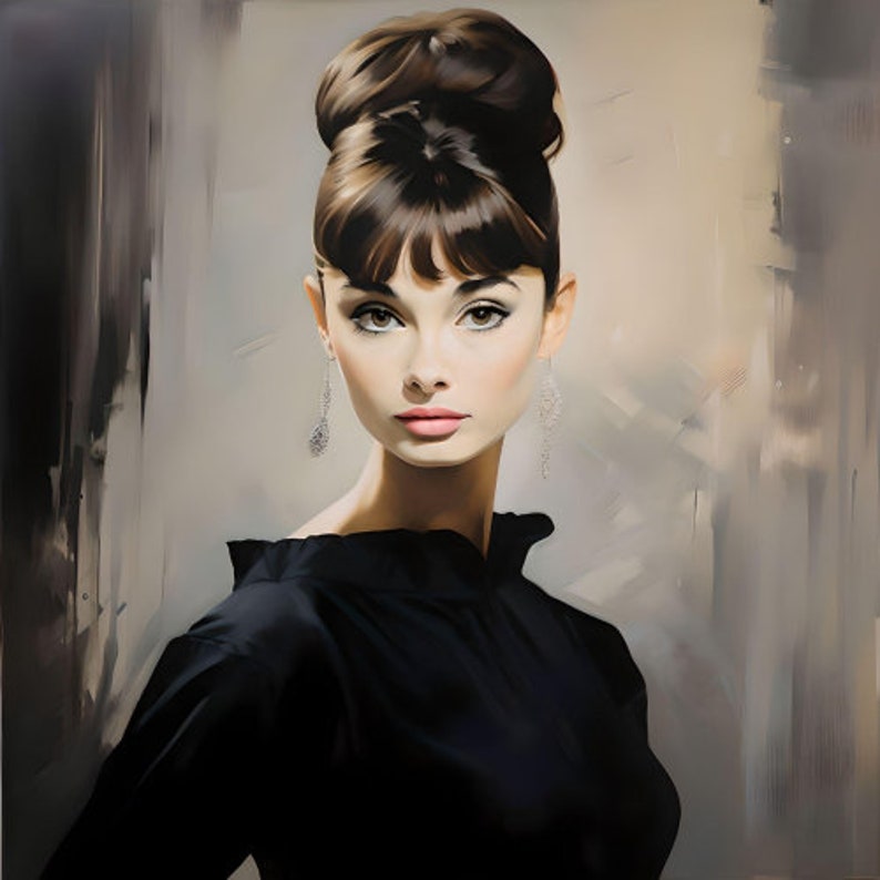 Audrey Hepburn Wall Art / AI Remaster Oil /clipart/ Printable Art ...