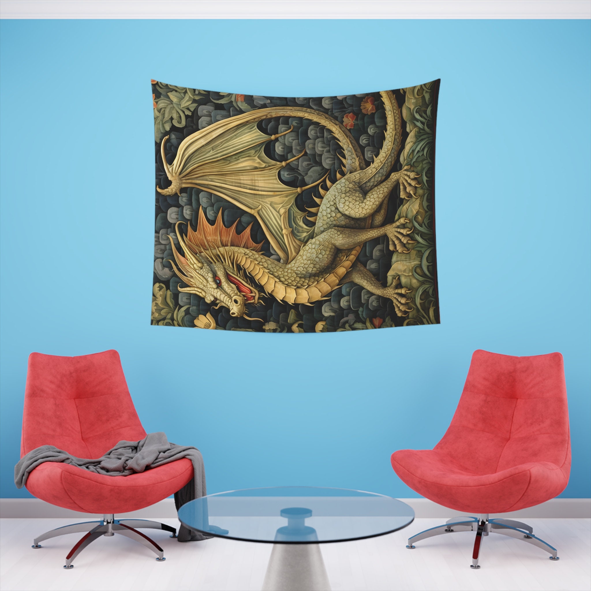 Medieval Tapestry, Medieval Wall Art, Medieval Castle, Medieval Dragon ...