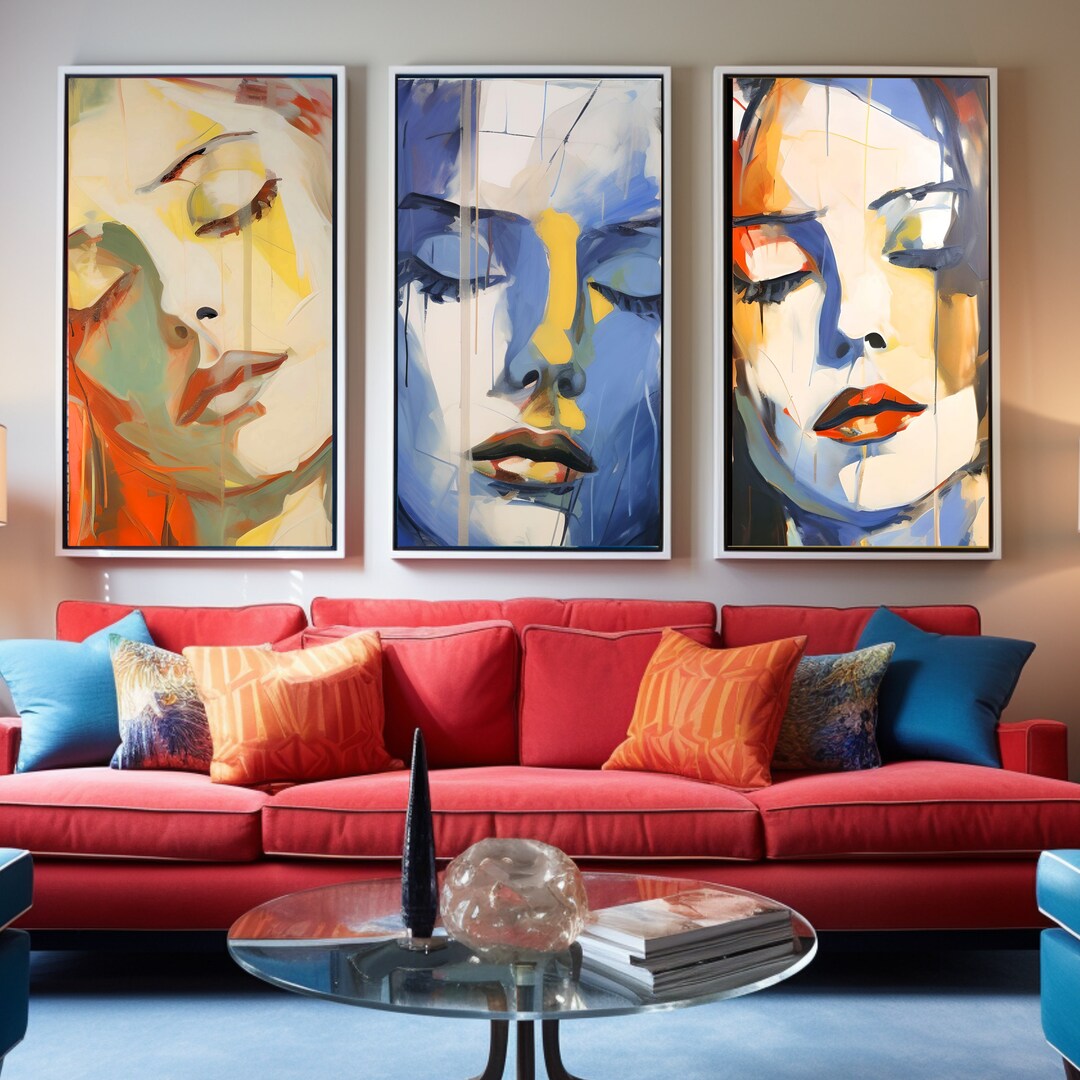 Triptych, 3 Sisters, Abstract, Modern Art, 3 Piece Framed Canvas Wall ...