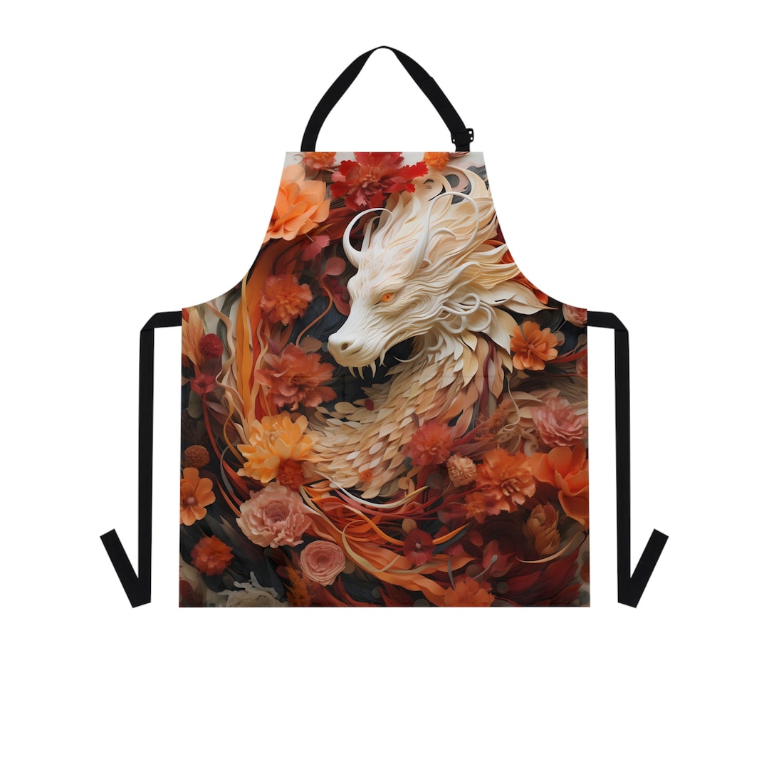 Botanical Dragon 3d Apron Dragon Apron, Pressed Flowers Botanicals ...