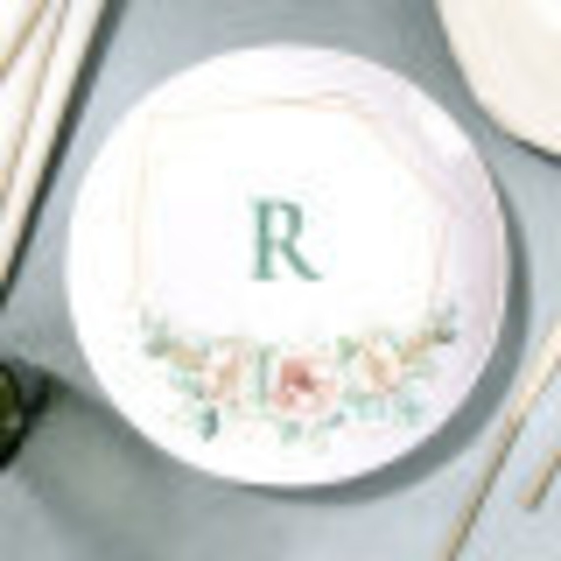 Personalized Monogram Dinner Plates Custom Printed Flower Ceramics ...