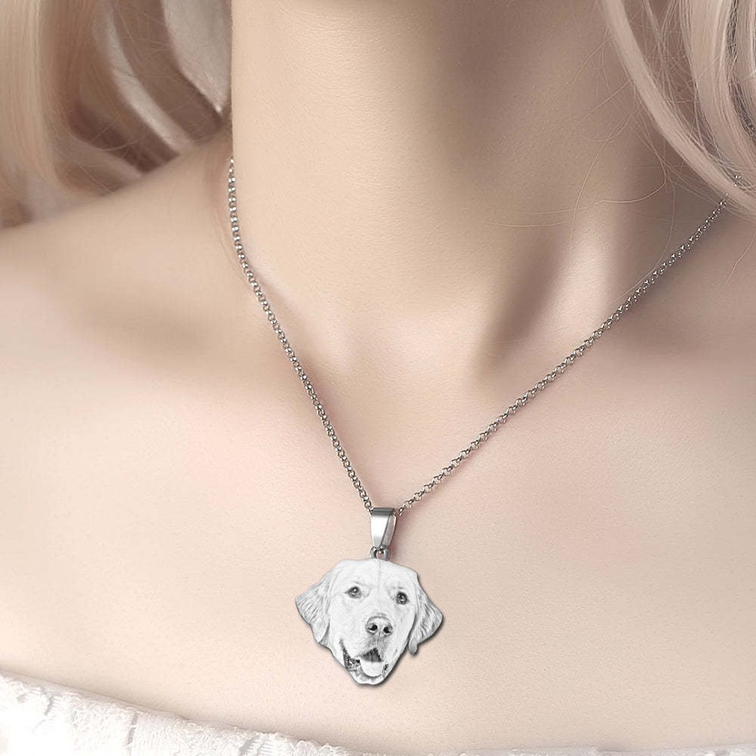 Personalized Pet Photo Engraved Necklace for Pet Lover - Etsy