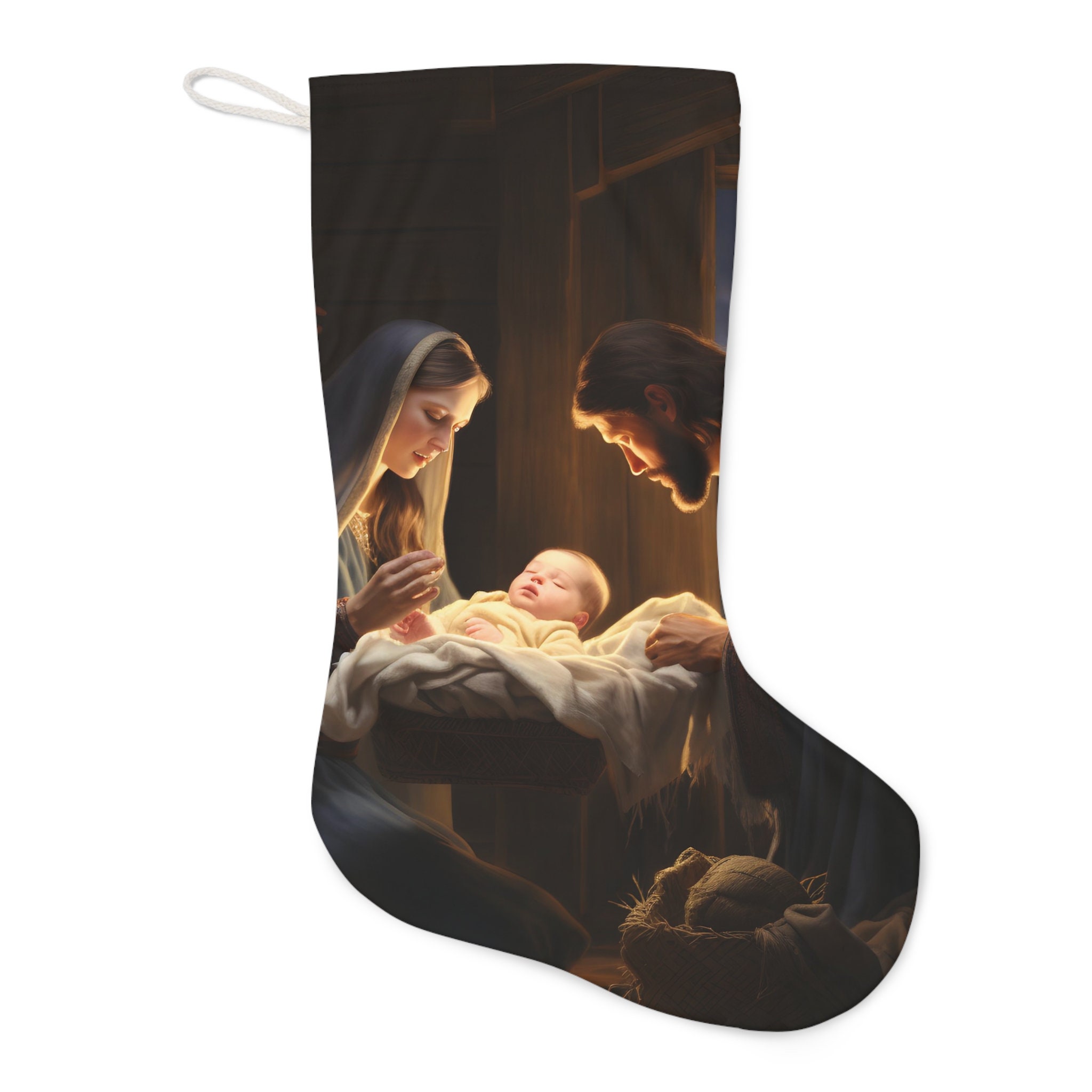 Birth of Christ Stocking, Religious Stocking, Mary and Joseph Stocking ...