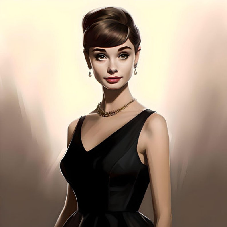 Audrey Hepburn Wall Art / AI Remaster Oil /clipart/ Printable Art ...