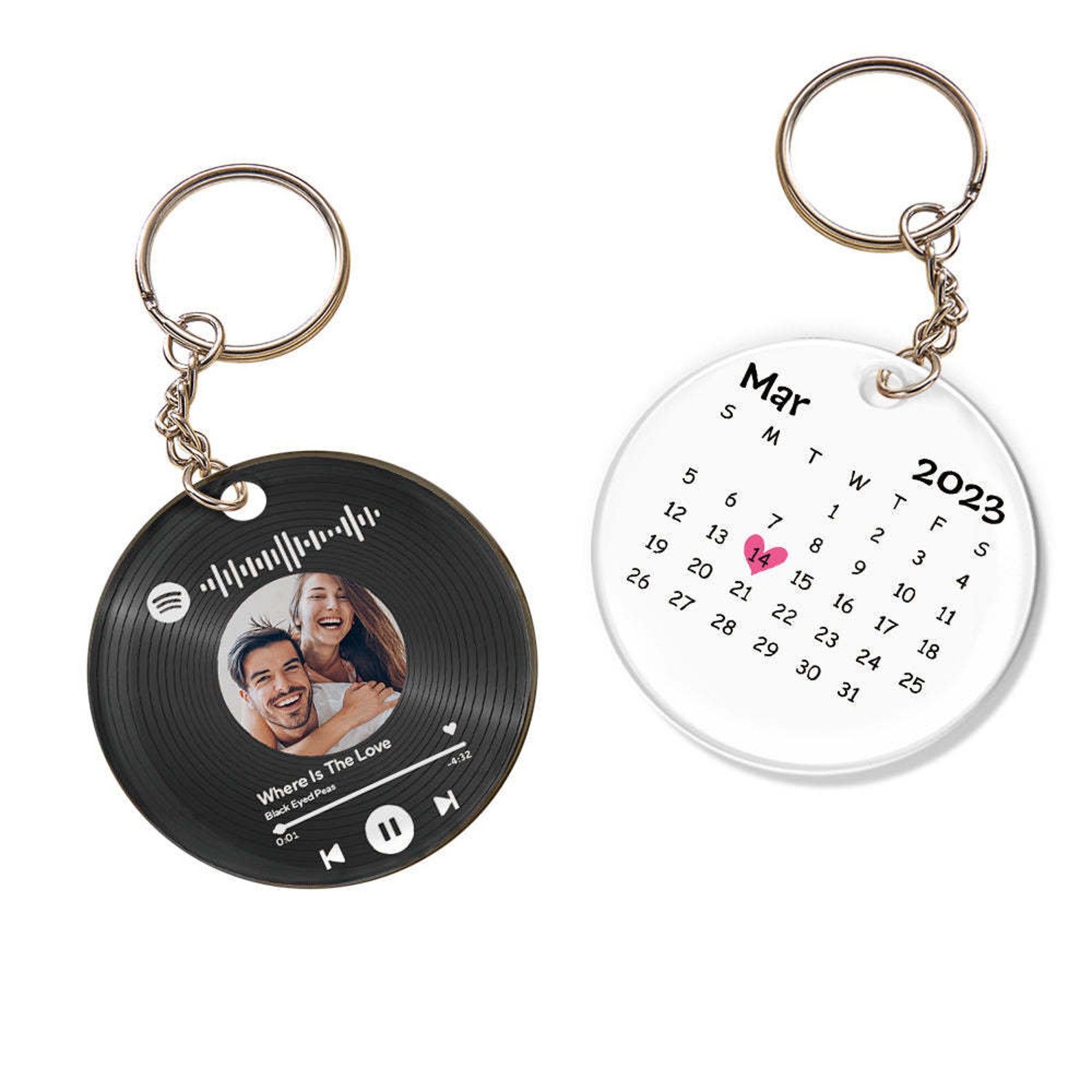 Custom Music Song Calendar Keychains Scannable Spotify Code Acrylic ...