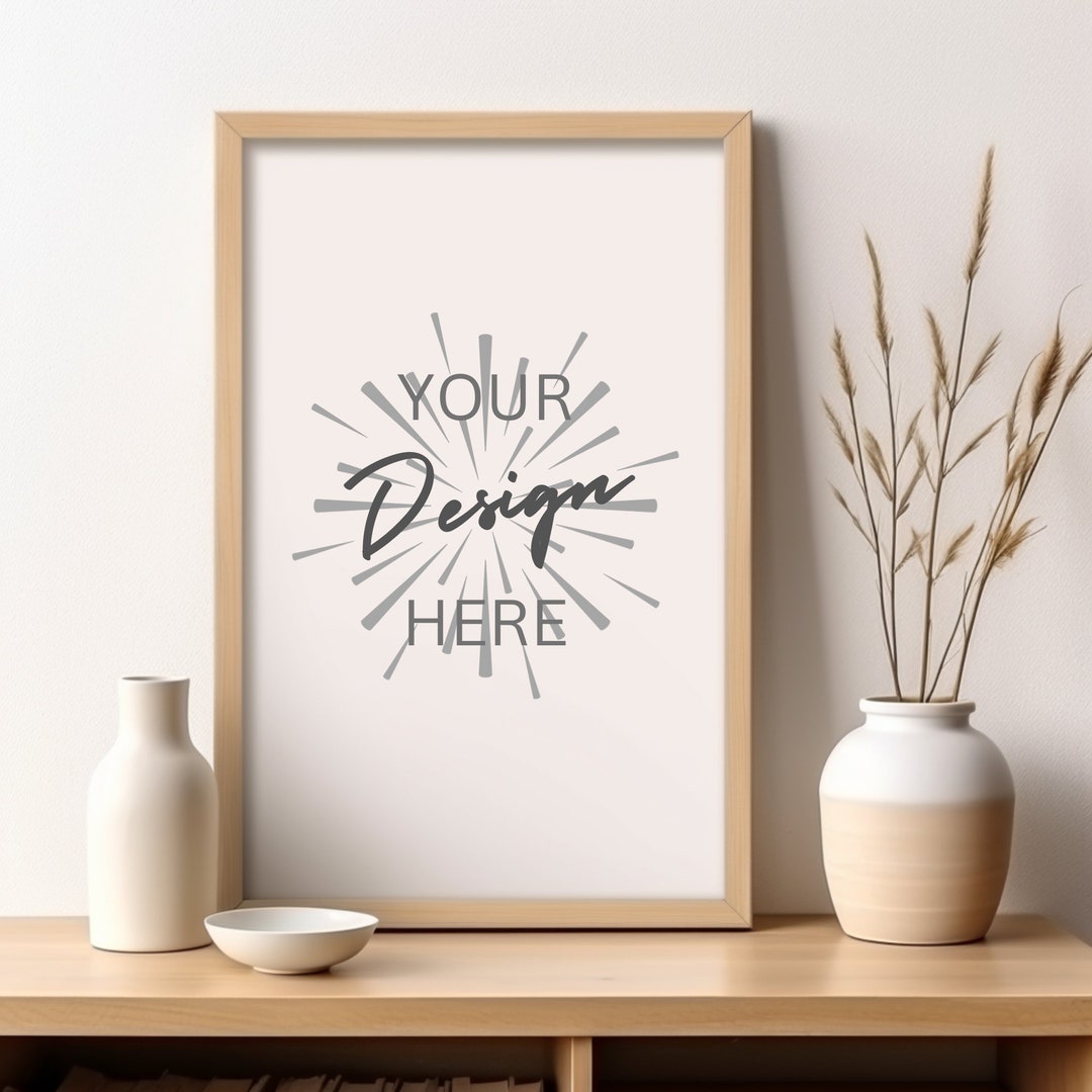 Wood Frame Mockup Modern Digital Mockup Minimalist Wood Framed - Etsy