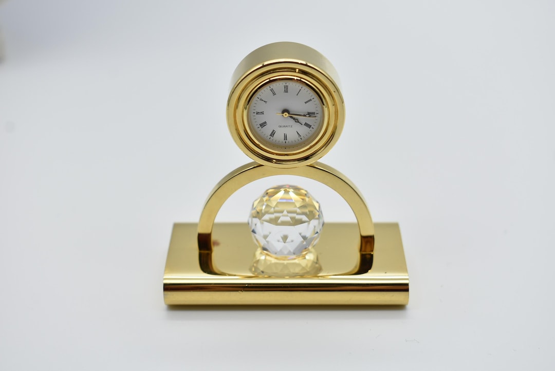 Miniature Mantel Clock With Crystal Ball Vintage Miniature Desk Clock ...