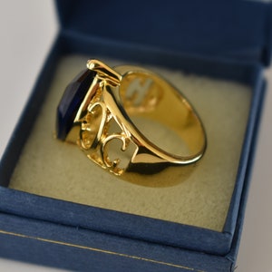 Vintage Elizabeth Duke Gold Plated Cocktail Ring With Faceted Glass ...