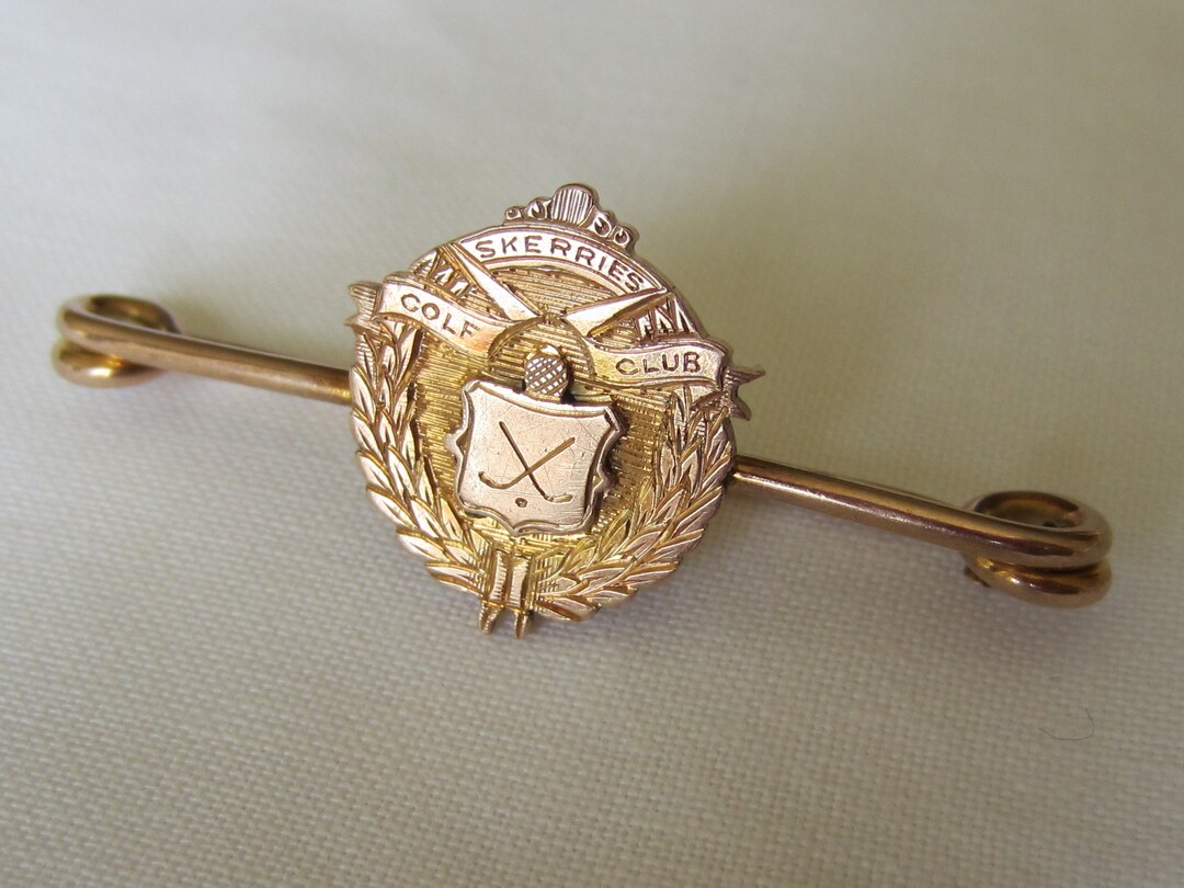 Antique 9CT Golf Brooch or Pin for Skerries Golf Club Ireland Golf ...