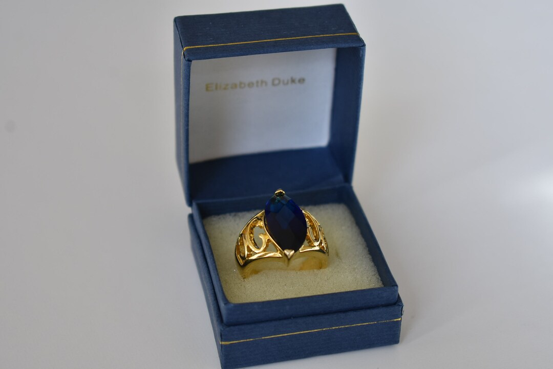 Vintage Elizabeth Duke Gold Plated Cocktail Ring With Faceted - Etsy