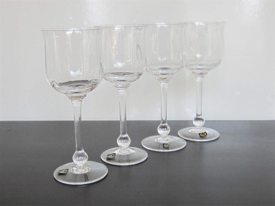 Carico Chantilly Wine Crystal Glasses Set of 4 in Box, Vintage Carico ...