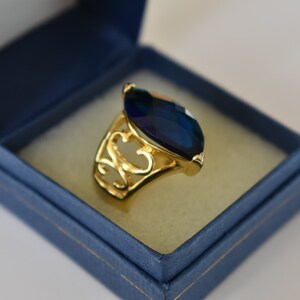 Vintage Elizabeth Duke Gold Plated Cocktail Ring With Faceted Glass ...
