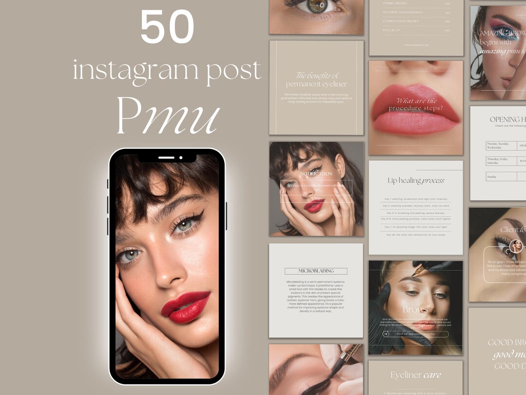 Pmu Instagram Posts Template | Permanent Makeup Instagram Templates ...