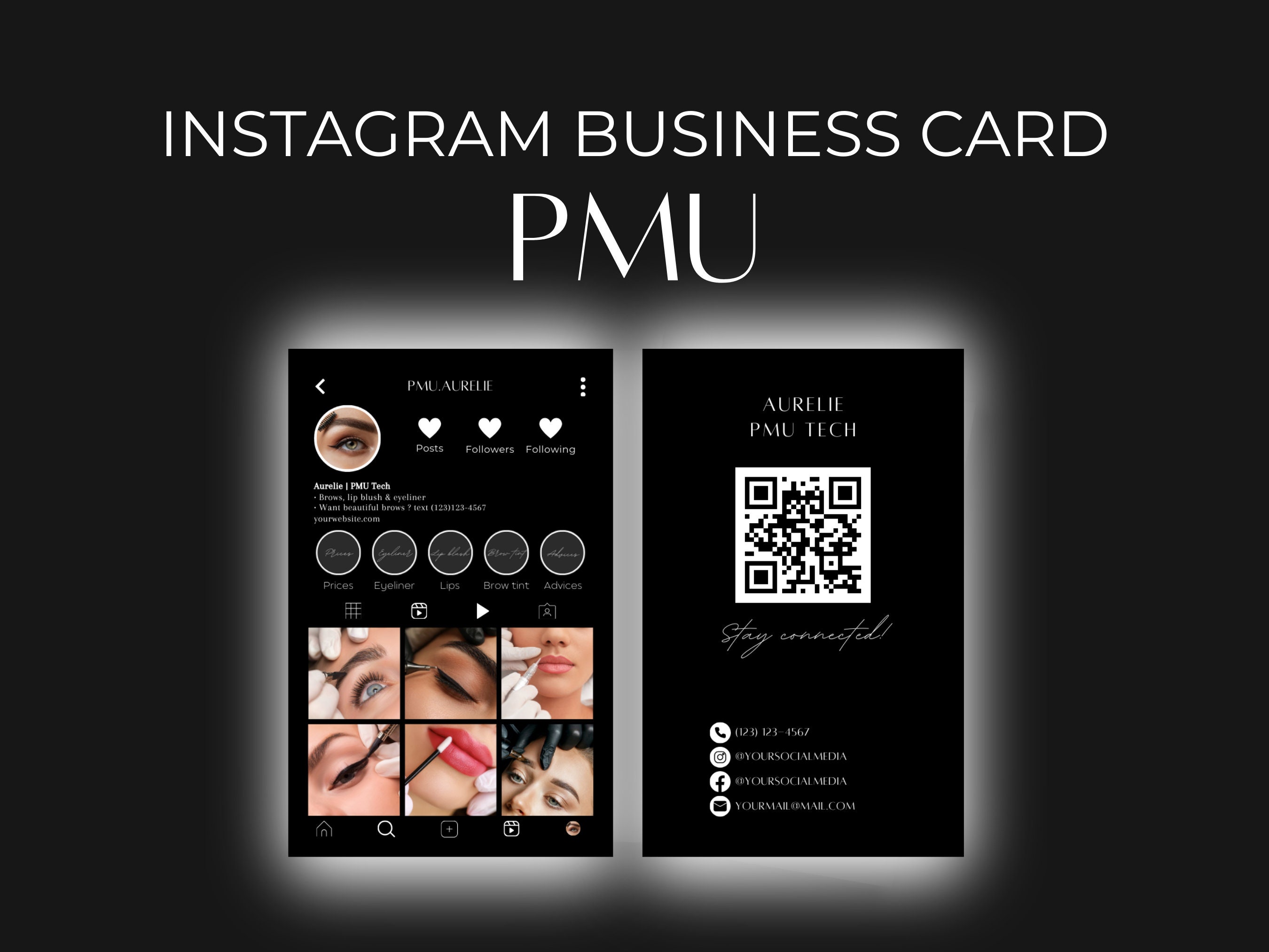 Pmu Ig Business Card Template Pmu Instagram Business Card Permanent ...