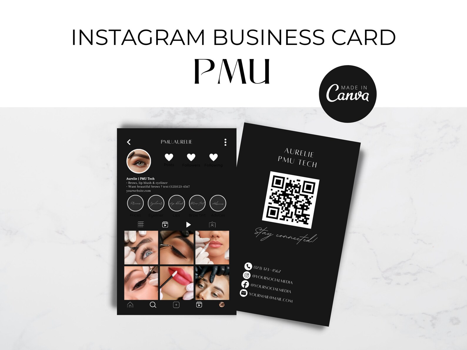 Pmu Ig Business Card Template Pmu Instagram Business Card Permanent ...