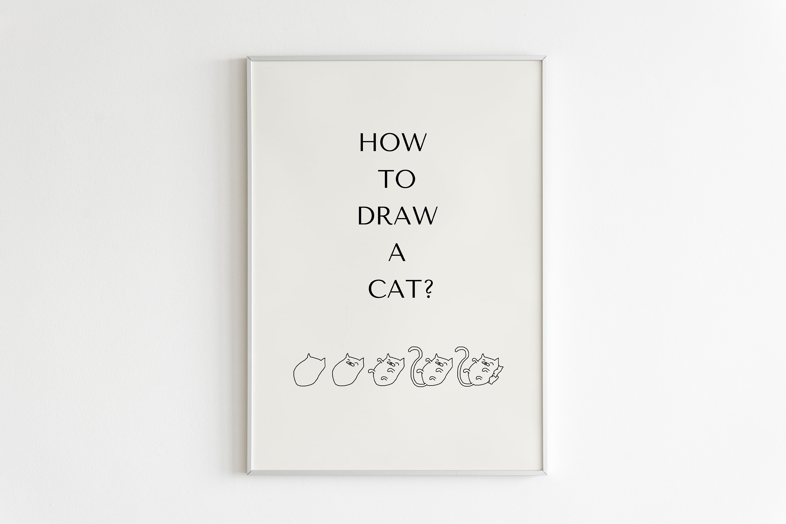 How to Draw a Cat Cat Drawing Fun Funny Poster Digital Poster Wall Art ...