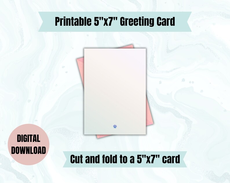 Mermaid Birthday Card~ 5x7 in ~ Instant Digital Download ~ Printable ...