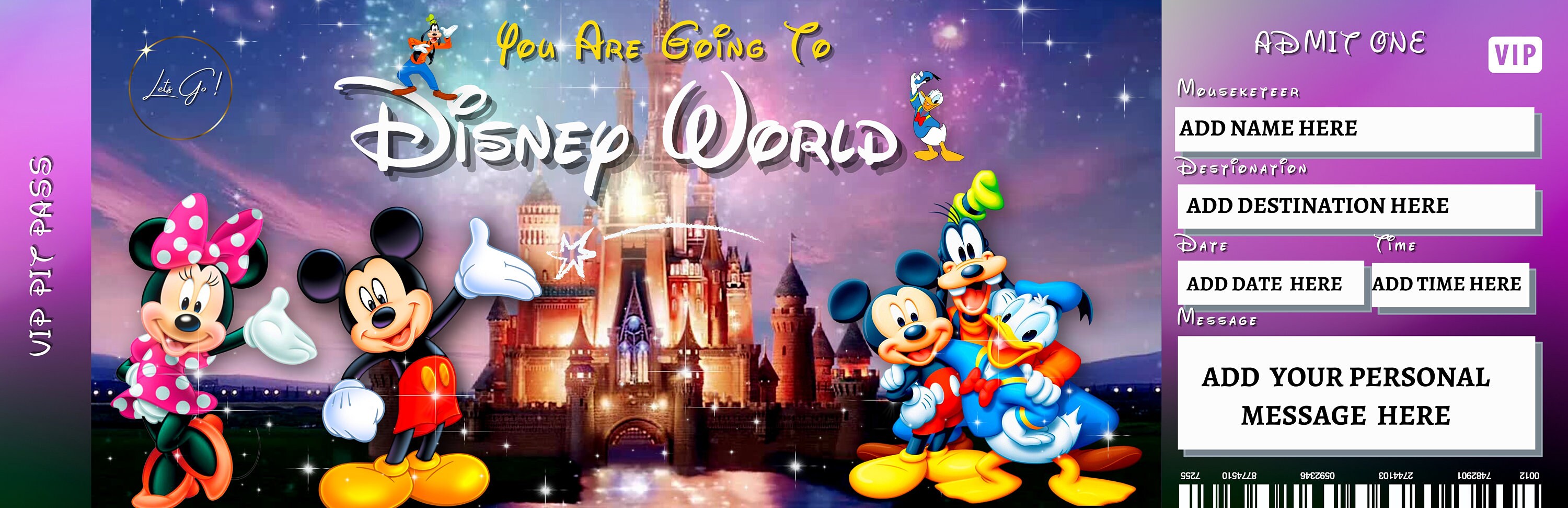 Editable Disney World THEME PARK Surprise Trip Gift Template. Disney ...