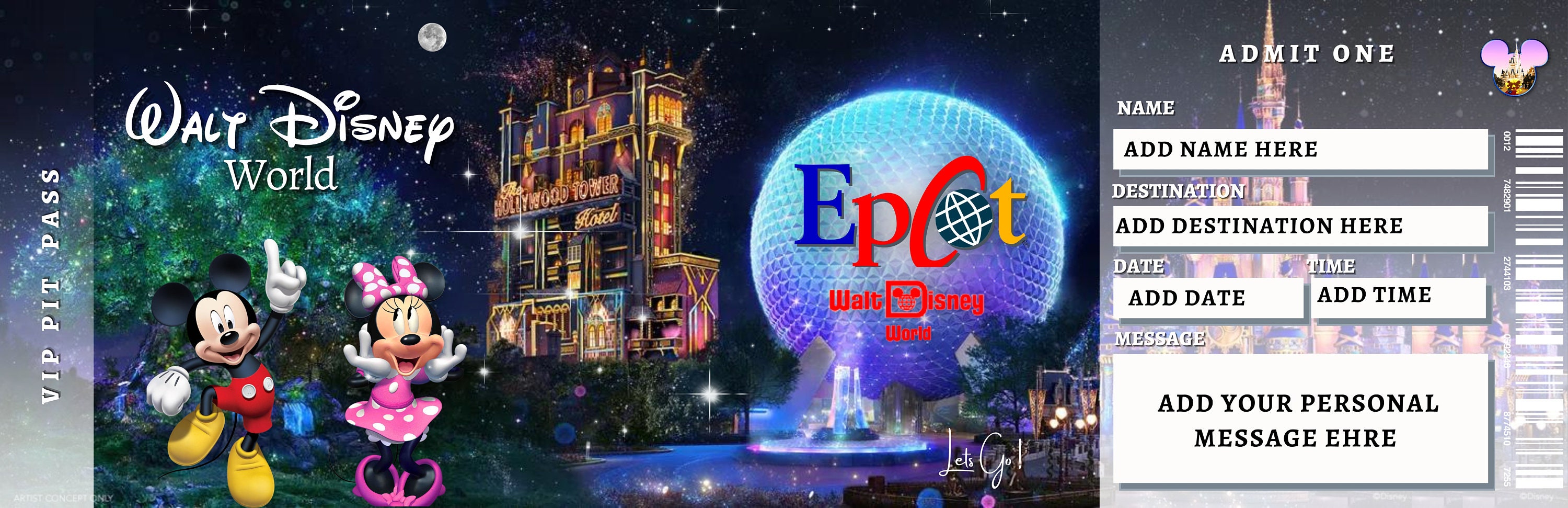 Editable Epcot WALT DISNEY WORLD Surprise Reveal Trip Gift Template ...