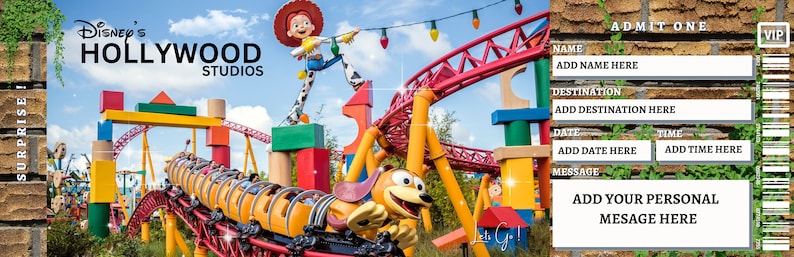 Editable Disney's HOLLYWOOD STUDIOS Surprise Trip Reveal Gift Template ...