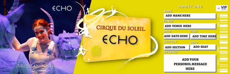 Editable Cirque Du Soleil ECHO Reveal Ticket: Keepsake Souvenir (printable PDF) - Etsy