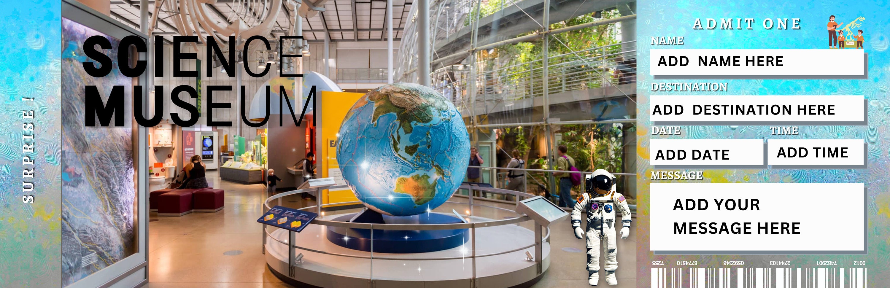 Editable SCIENCE MUSEUM Surprise Reveal Trip Gift Template. Discover ...