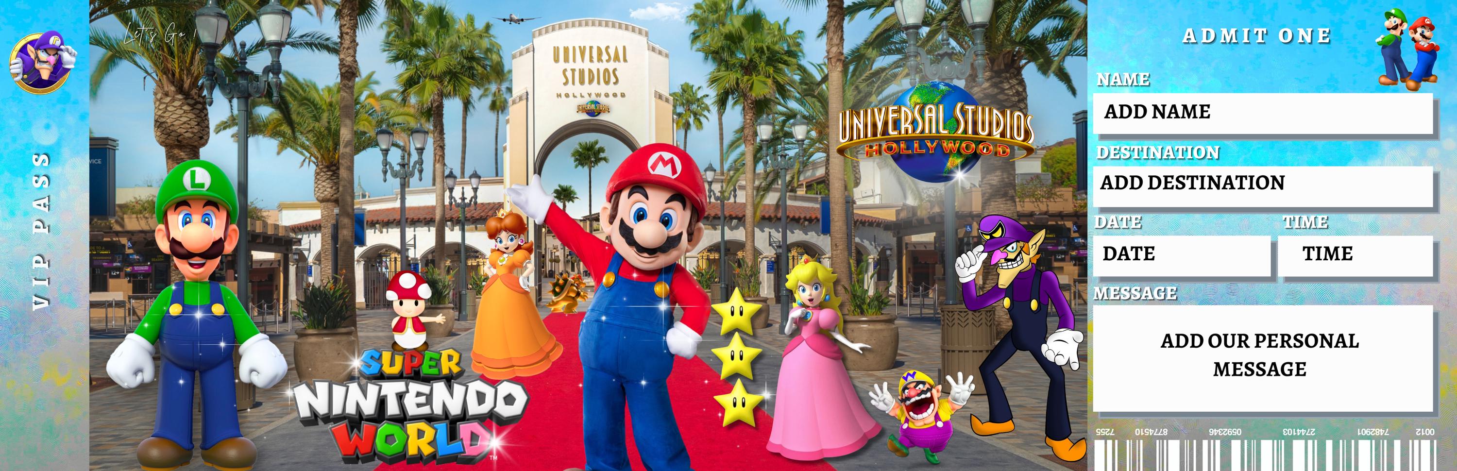 Super Nintendo World Trip Ticket: Universal Studios Hollywood Surprise ...