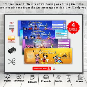 Editable Disney World THEME PARK Surprise Trip Gift Template. Disney ...