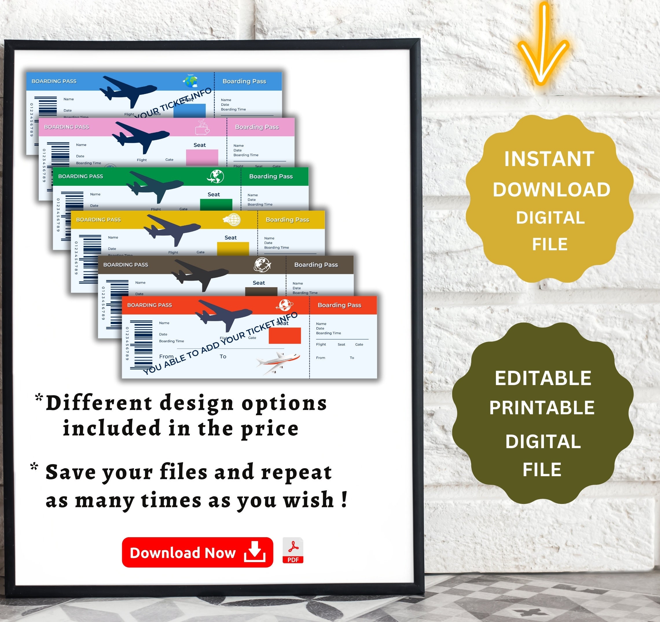 Personalizable BOARDING PASS Surprise Reveal Plane Ticket Gift Template ...