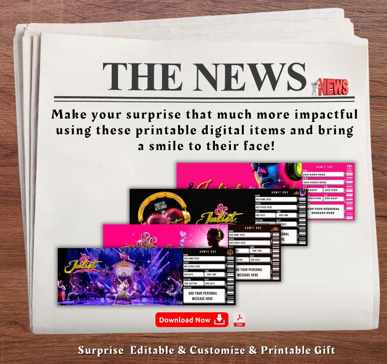 Editable &JULIET Surprise Reveal Event Gift Template. and Juliet ...