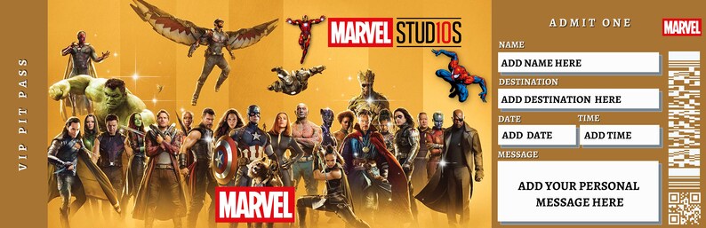 Editable Marvel Studios Surprise Trip Ticket (printable PDF) - Etsy