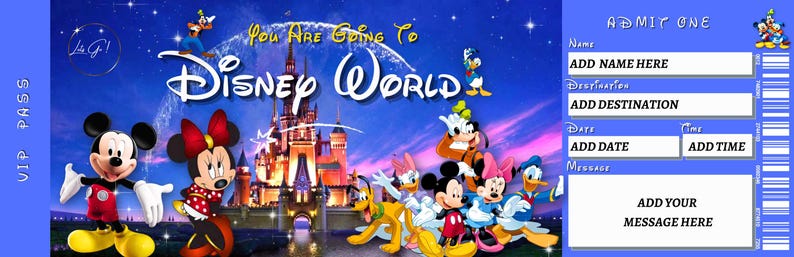 Disney World Surprise Trip Ticket: Editable Gift Reveal (PDF) - Etsy