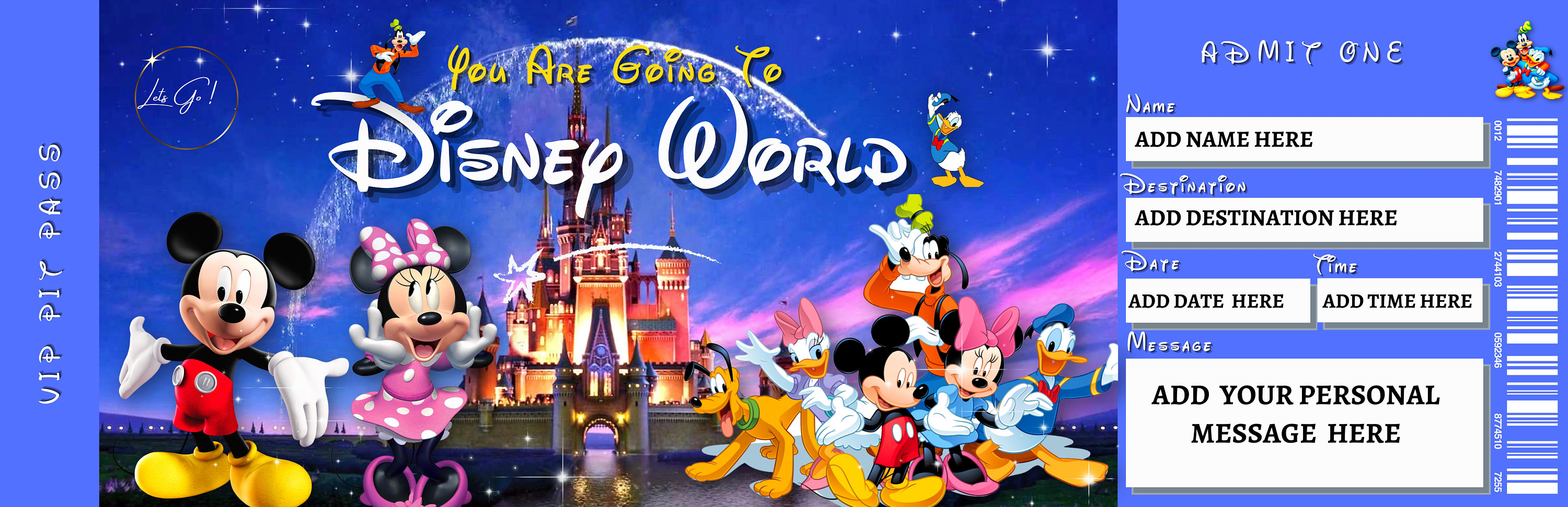 Editable Disney THEME PARK Surprise Reveal Trip Gift Template ...