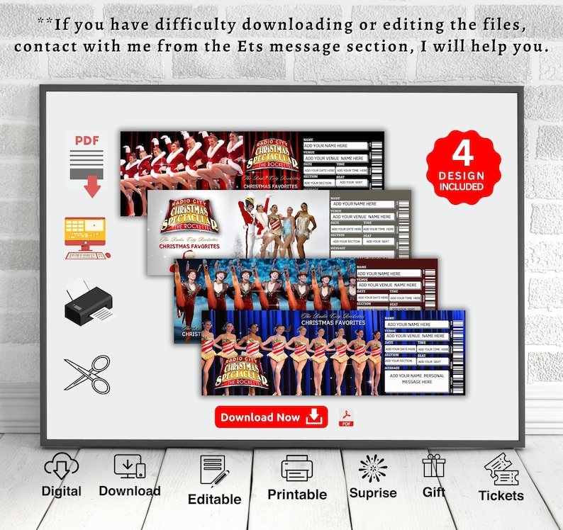 Editable Christmas Spectacular Ticket Template: Radio City Rockettes ...