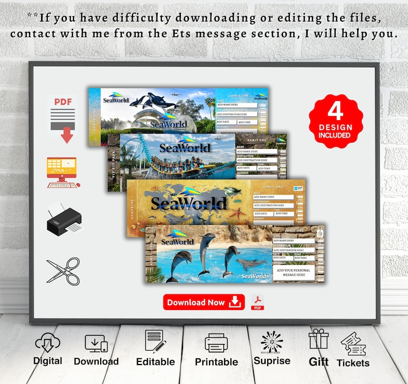 Editable SEAWORLD Surprise Trip Reveal Gift Template. Saeworld Parks ...