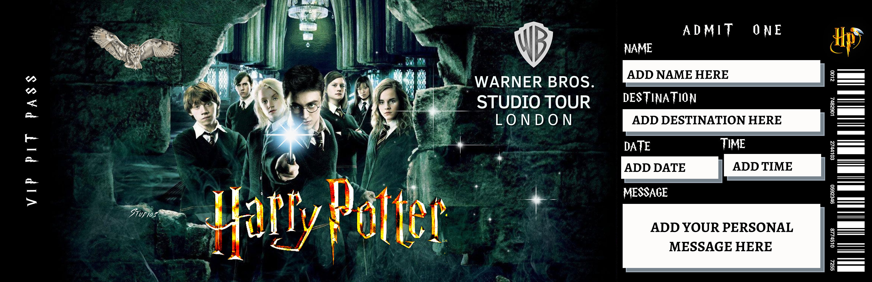 Editable WARNER BROS Studio Tour London Surprise Trip Reveal Gift ...