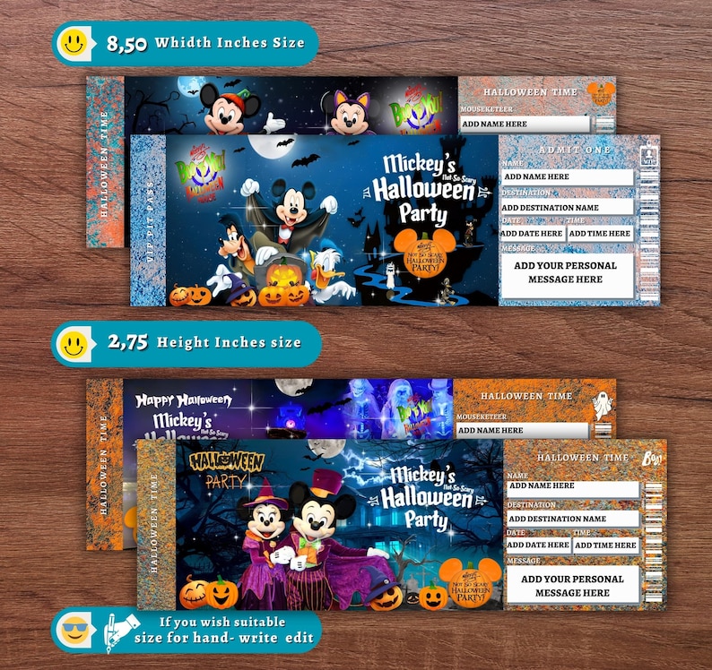 Editable Disney Halloween Party Ticket – Surprise Gift Reveal (PDF) - Etsy