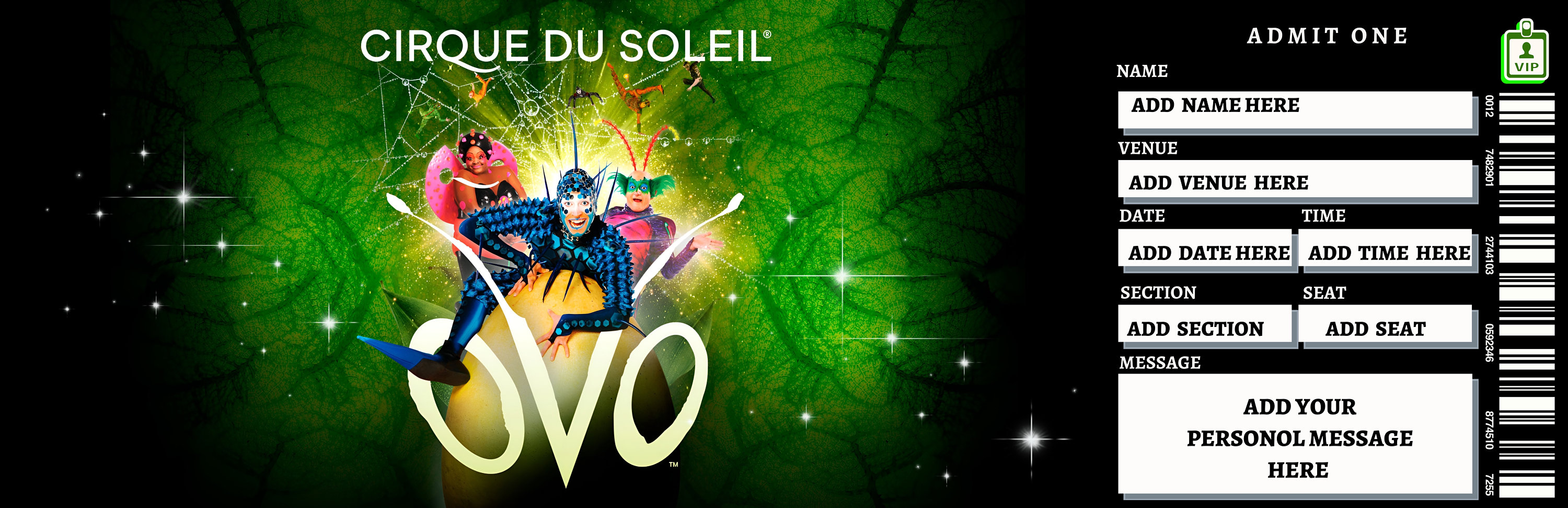 Editable OVO CIRQUE Du Soleil Surprise Reveal Gift Template. OVO Cirque ...