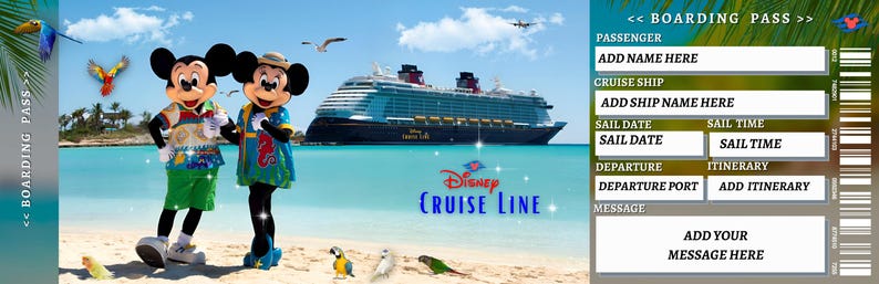 Editable Disney Cruise Reveal Ticket – Surprise Trip Gift (PDF) - Etsy UK